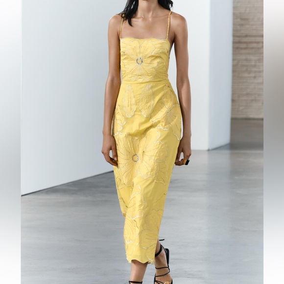Zara | Dresses | Zara Embroidered Midi Dress Zw Collection | Poshmark